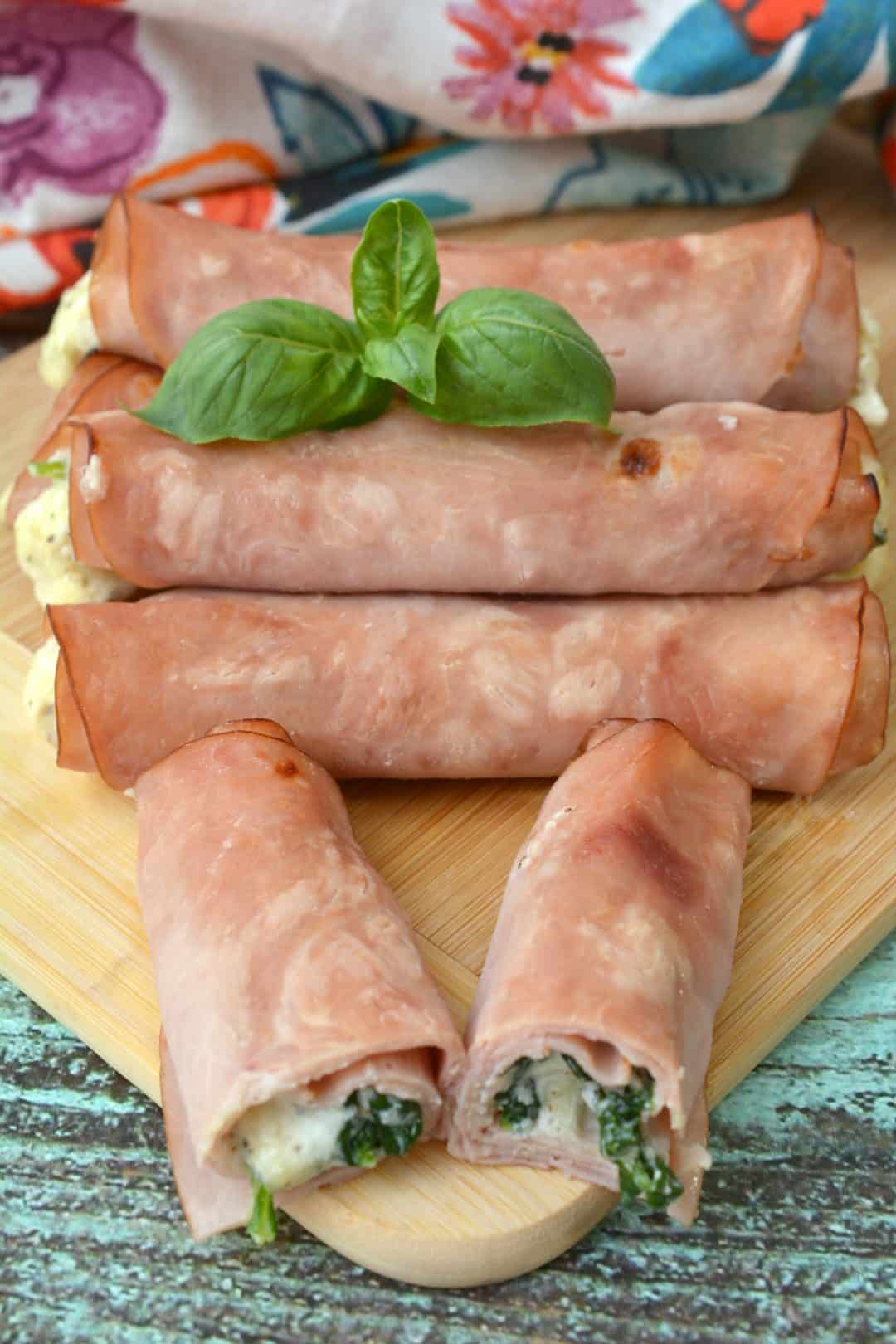 Ricotta and Spinach Baked Ham Rollups - Keto Appetizers