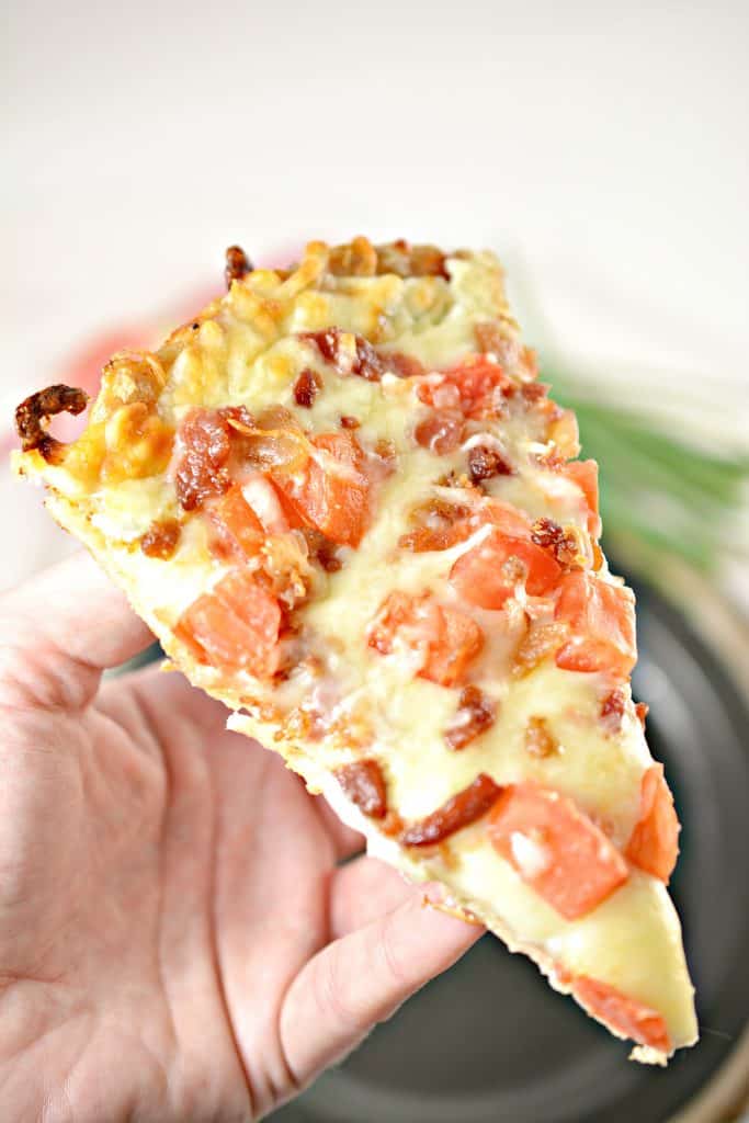 Bacon Ranch Chicken Crust Pizza - CheekyKitchen