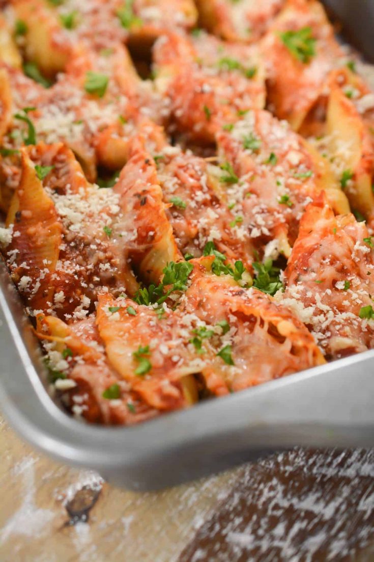 Chicken Parmesan Stuffed Shells - CheekyKitchen