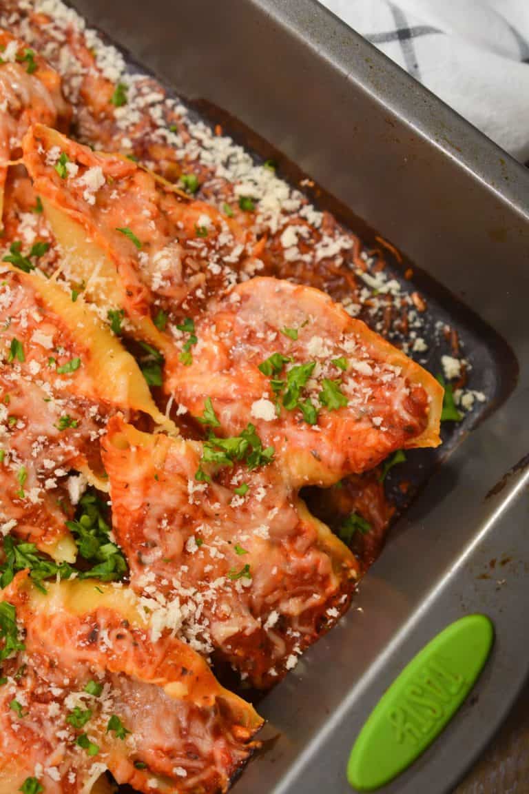 Chicken Parmesan Stuffed Shells - CheekyKitchen