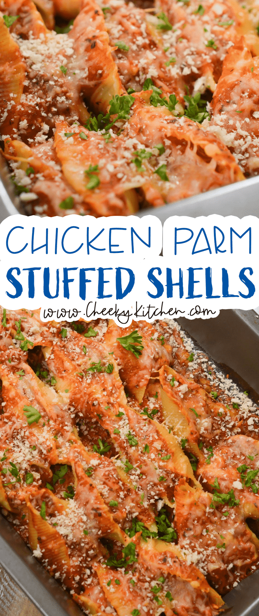 Chicken Parmesan Stuffed Shells - CheekyKitchen