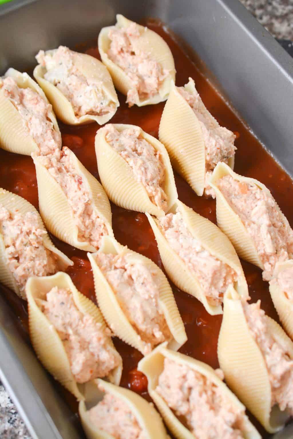 Chicken Parmesan Stuffed Shells - CheekyKitchen