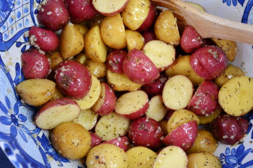 Garlic Parmesan Roasted Potatoes - CheekyKitchen