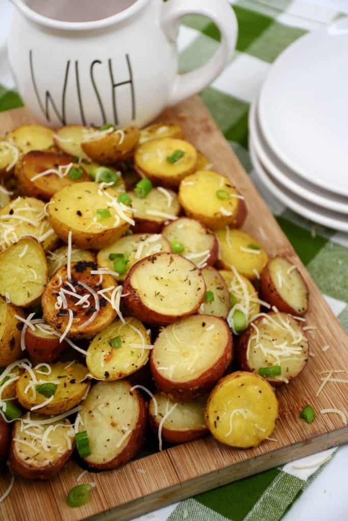Garlic Parmesan Roasted Potatoes - CheekyKitchen