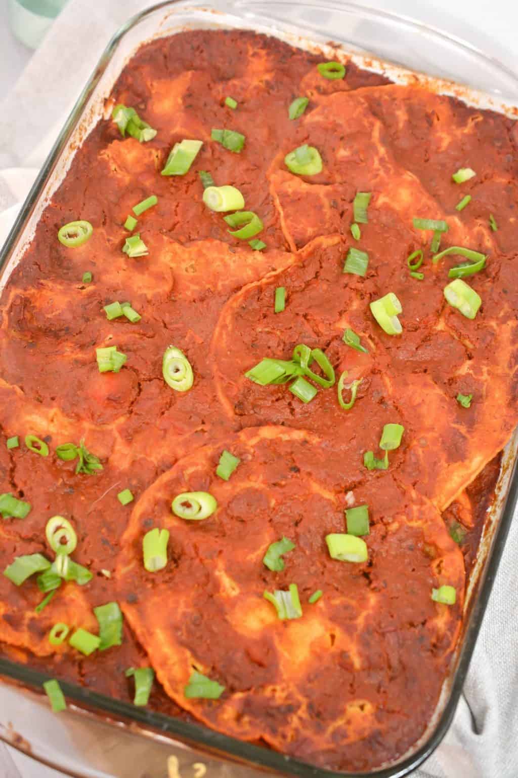 Shredded Chicken Enchilada Casserole - CheekyKitchen