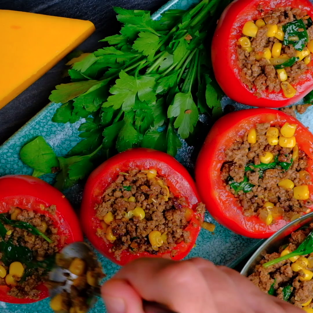 Taco Stuffed Tomatoes - CheekyKitchen