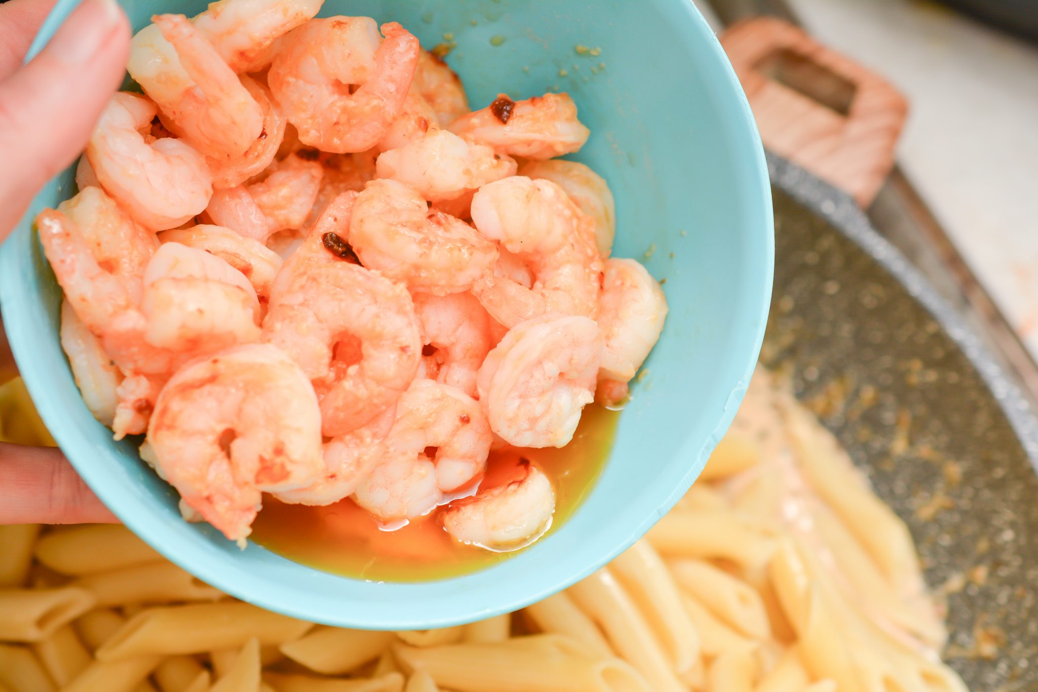 Creamy Mozzarella Shrimp Pasta - CheekyKitchen