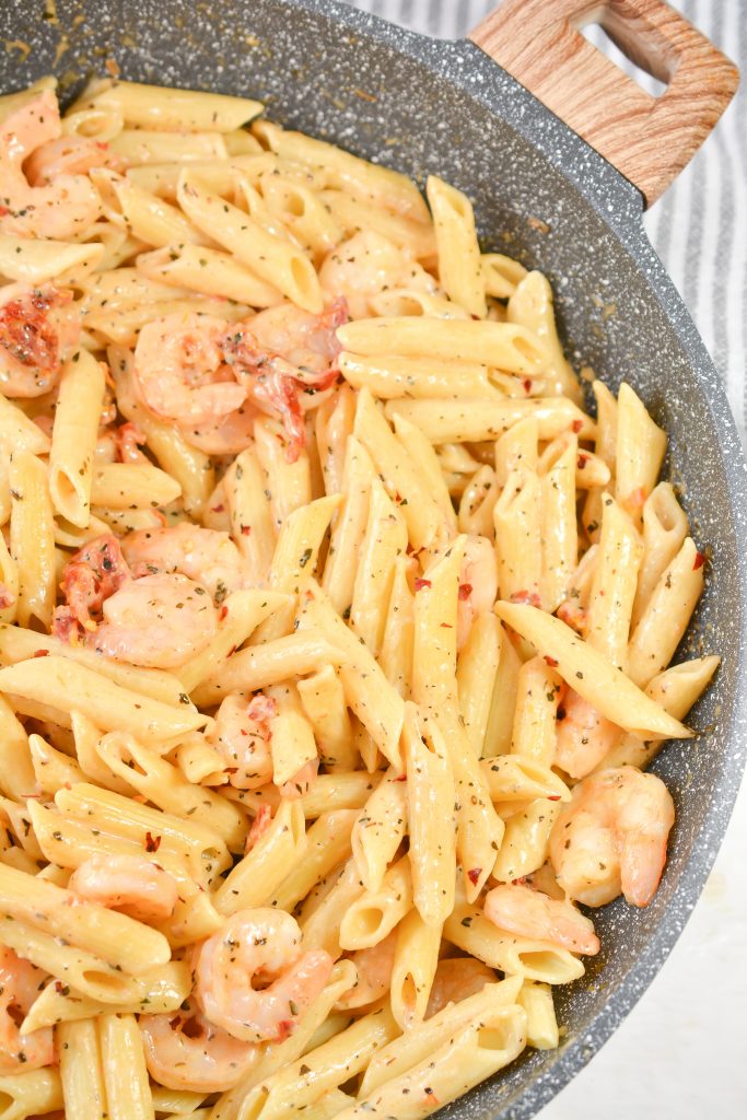 Creamy Mozzarella Shrimp Pasta - CheekyKitchen