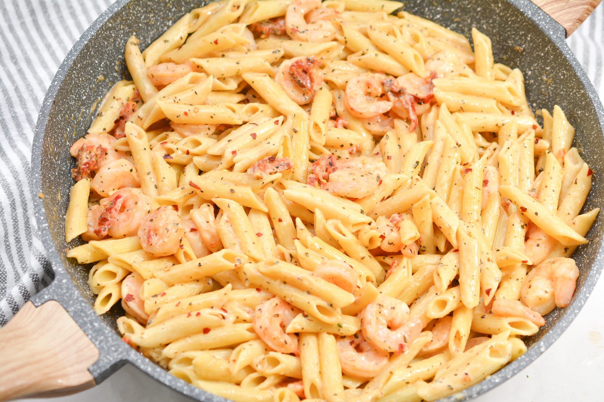 Creamy Mozzarella Shrimp Pasta - CheekyKitchen