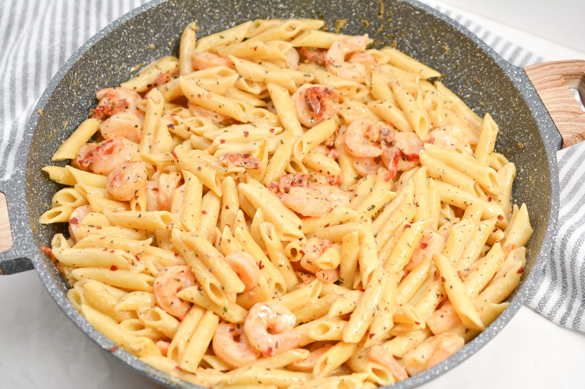 Creamy Mozzarella Shrimp Pasta - CheekyKitchen