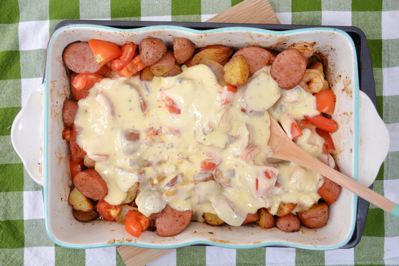 Seafood Loaded Potato Pan - CheekyKitchen