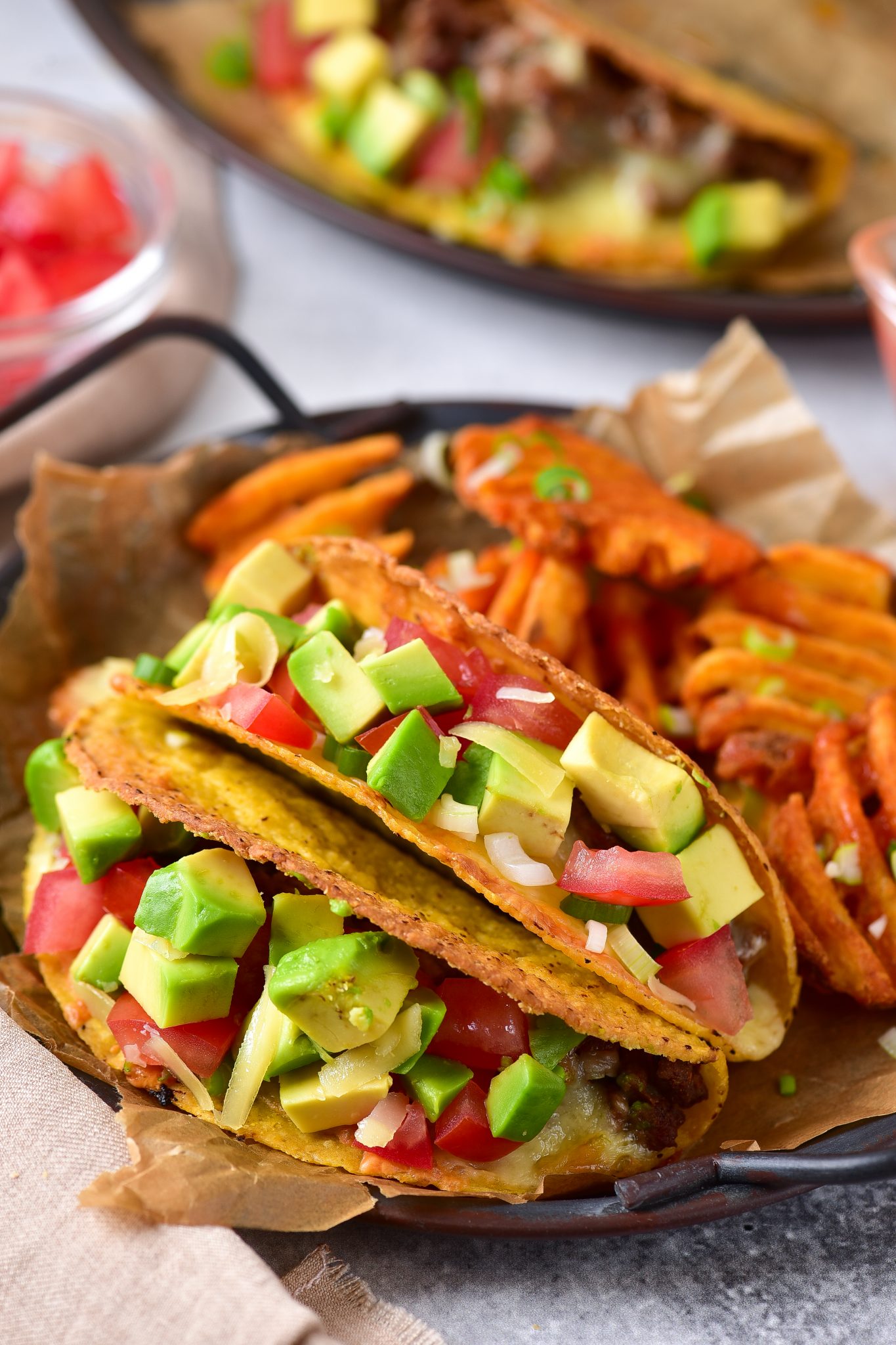 Cheese Steak Tacos with Buffalo Fries - CheekyKitchen