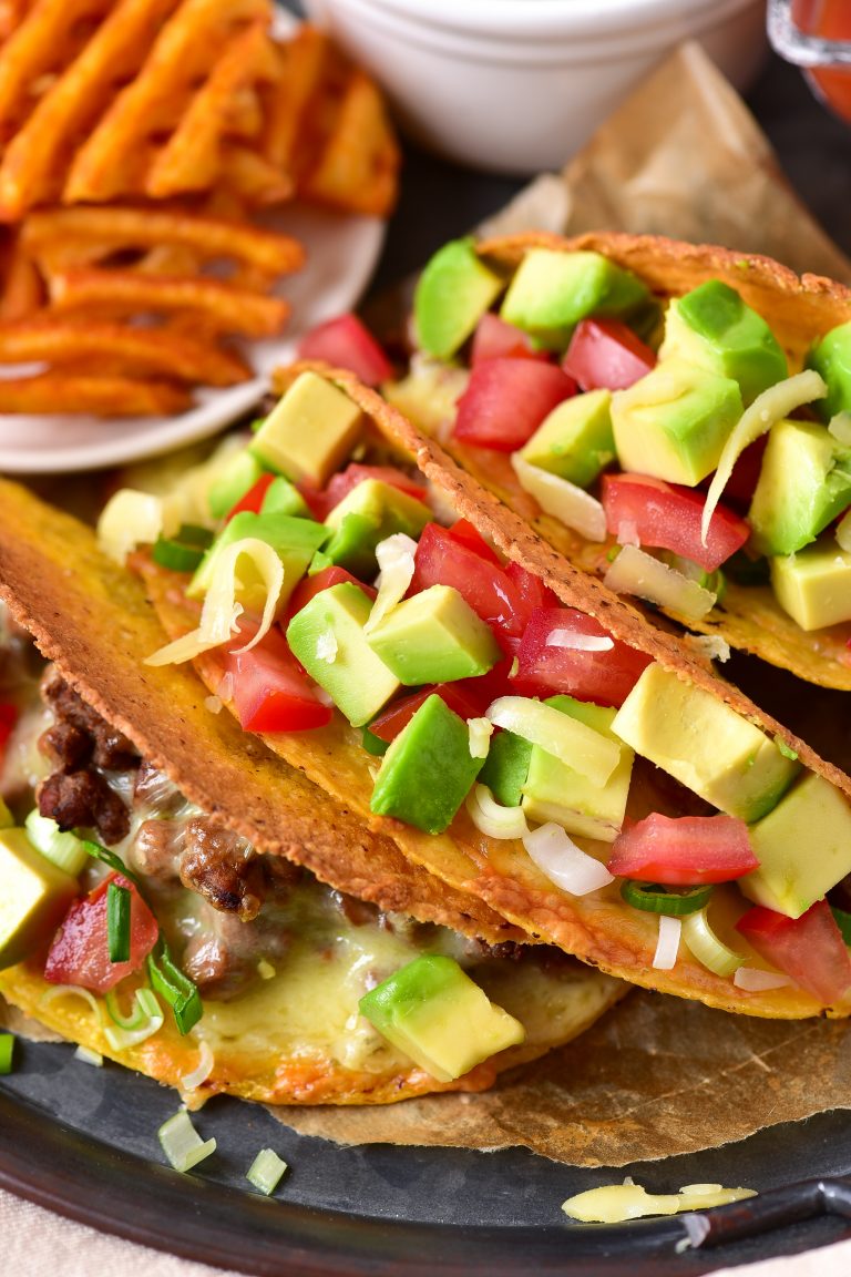 Cheese Steak Tacos with Buffalo Fries - CheekyKitchen