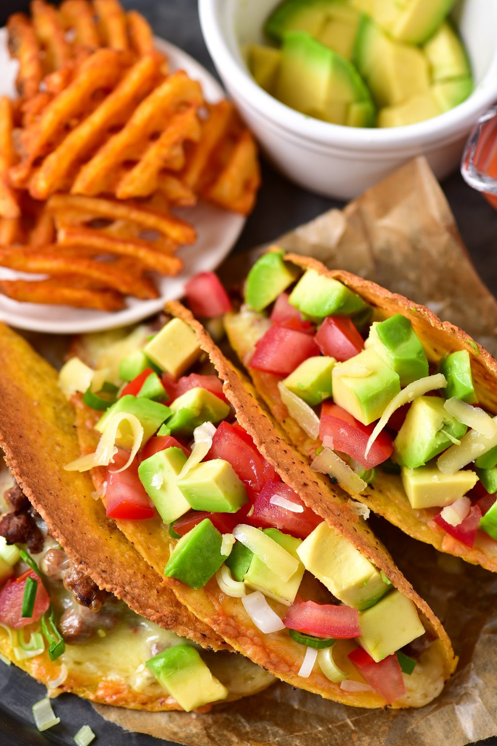Cheese Steak Tacos with Buffalo Fries - CheekyKitchen