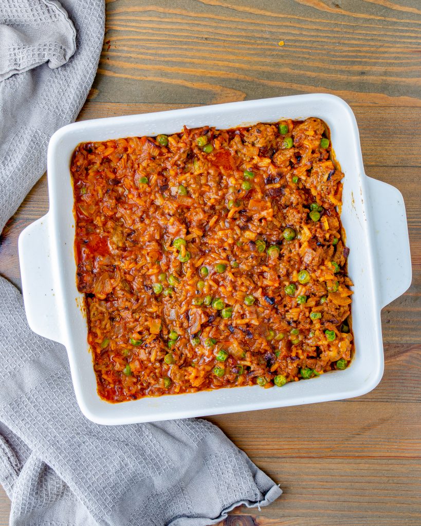 Cheesy Ground Beef Rice Casserole - CheekyKitchen