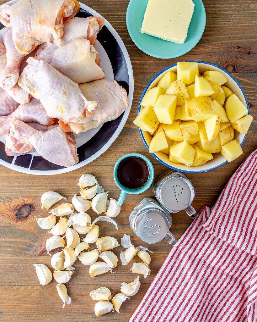 Garlic Roasted Chicken and Potatoes - CheekyKitchen