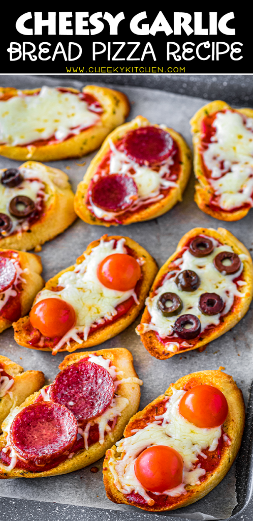Cheesy Garlic Bread Pizza Recipe - CheekyKitchen