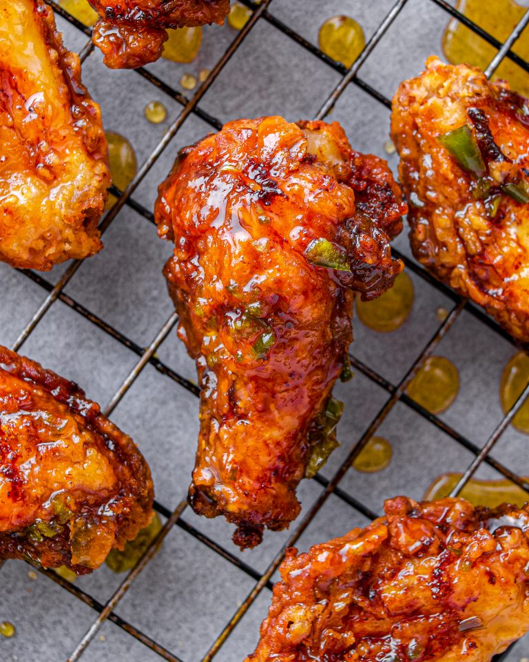 Hot Honey Peach Wings - CheekyKitchen
