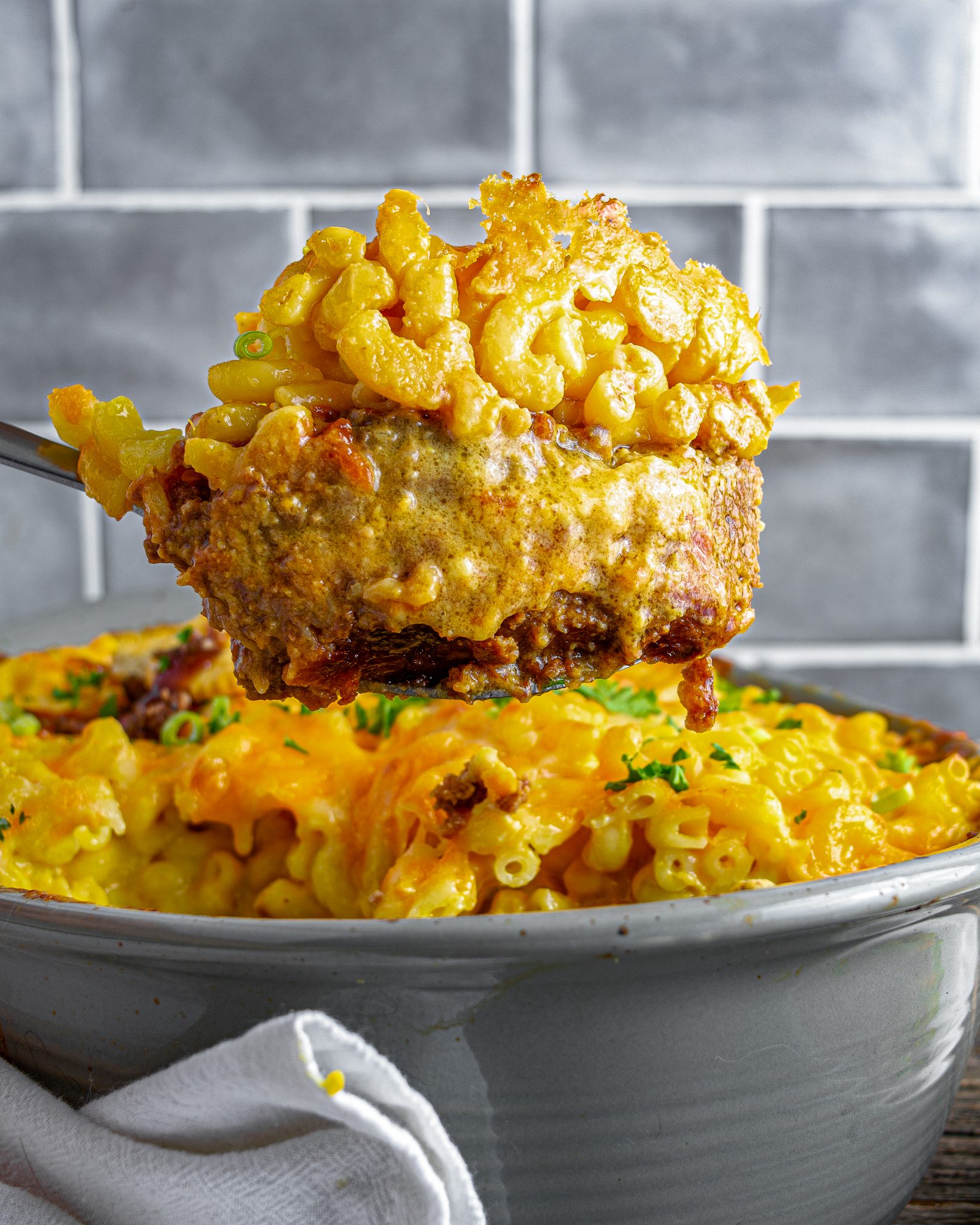 Mac and Cheese Meatloaf Casserole - CheekyKitchen