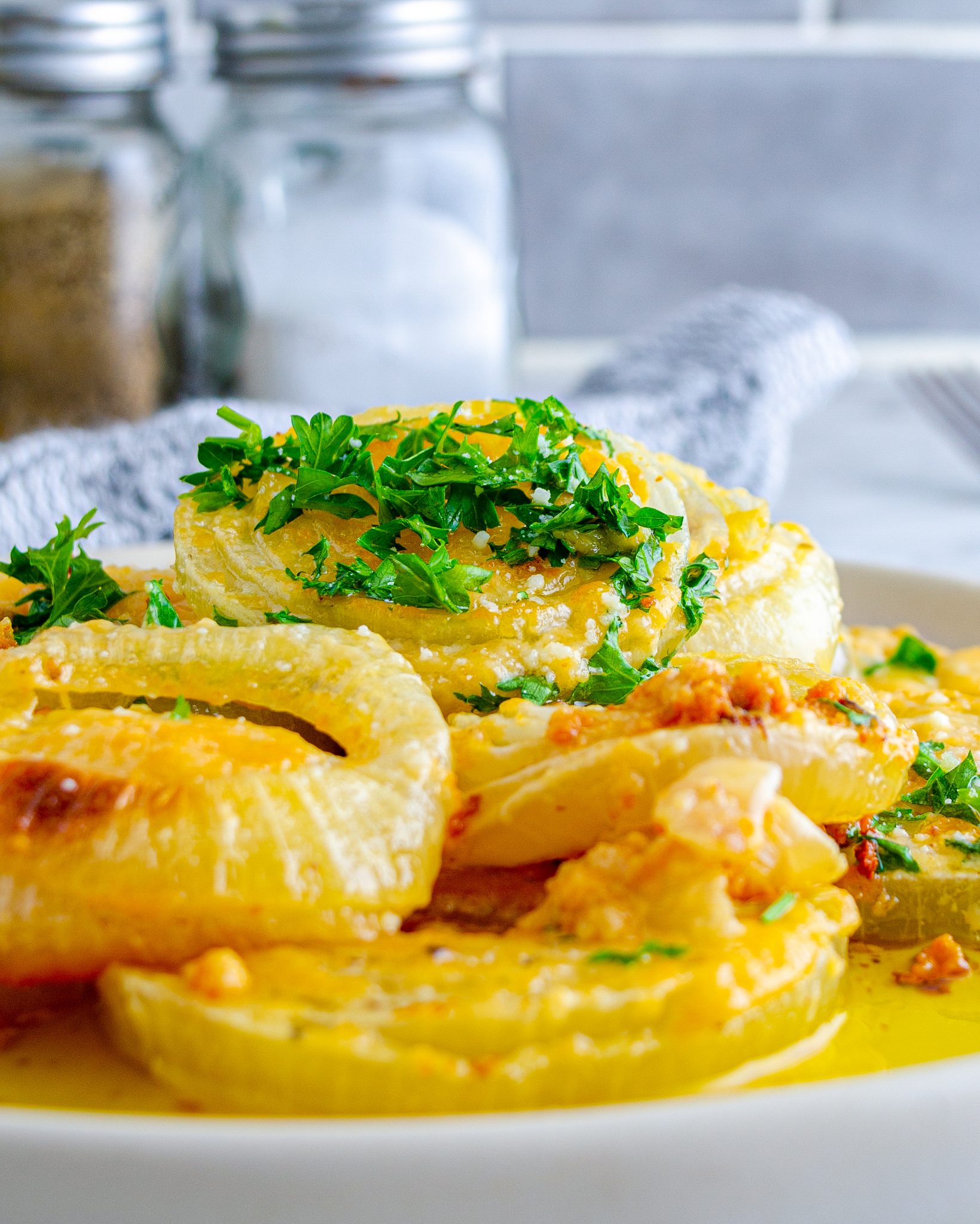 Roasted Parmesan Creamed Onions - CheekyKitchen