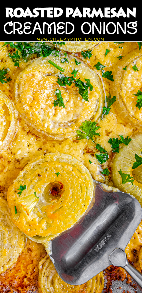 Roasted Parmesan Creamed Onions - CheekyKitchen