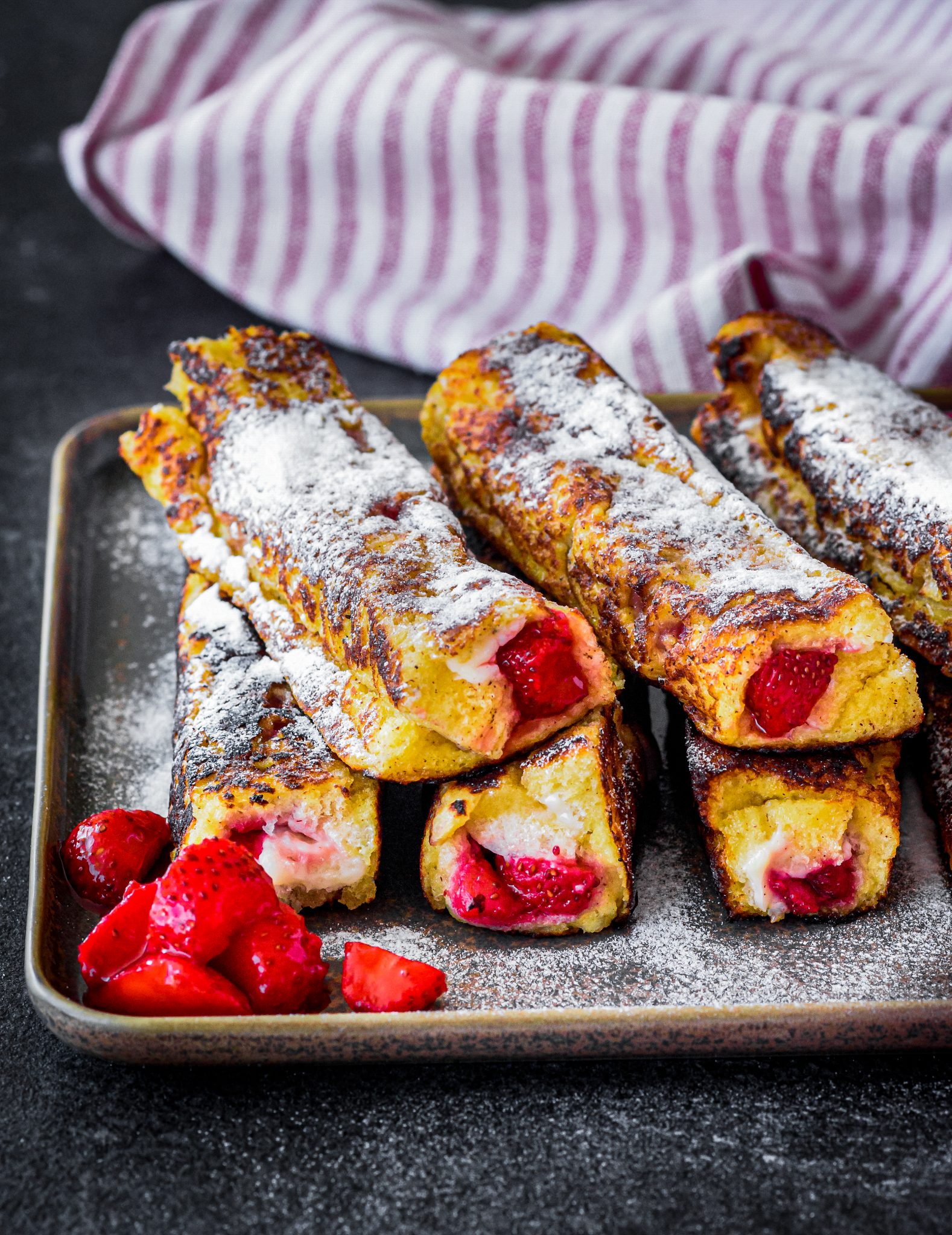 Strawberry Cheesecake French Toast Roll Ups - CheekyKitchen