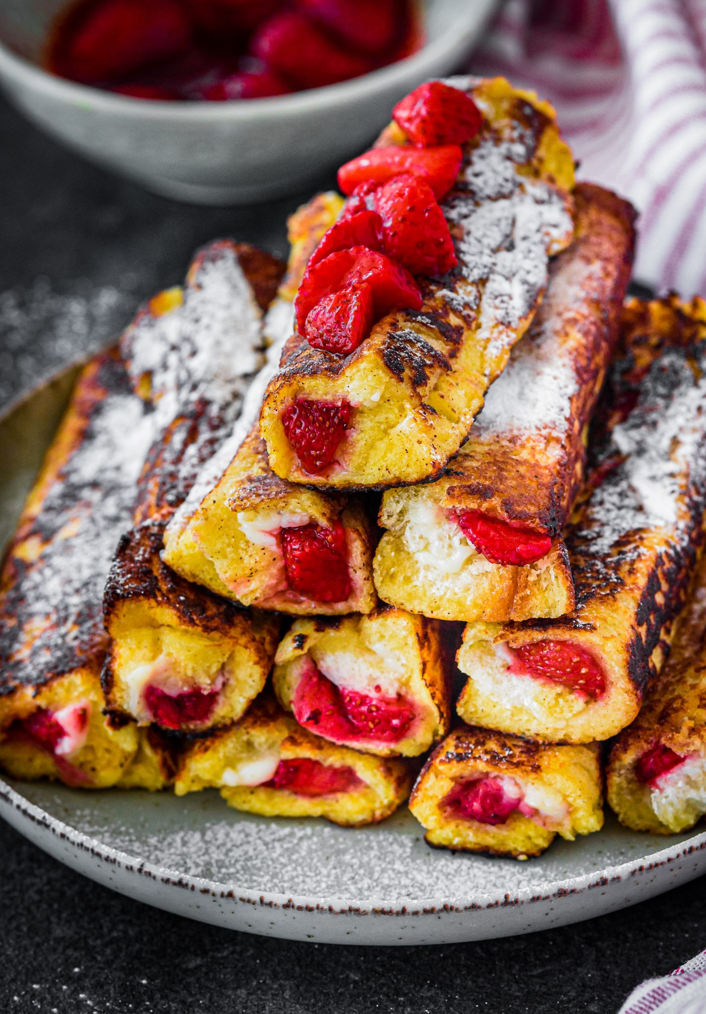 Strawberry Cheesecake French Toast Roll Ups - CheekyKitchen