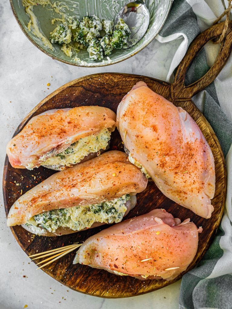 Cheesy Broccoli Stuffed Chicken Breasts - CheekyKitchen
