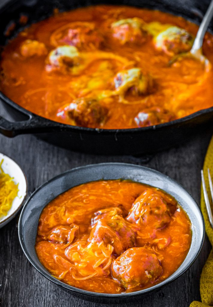 Cheesy Enchilada Meatballs Recipe - CheekyKitchen