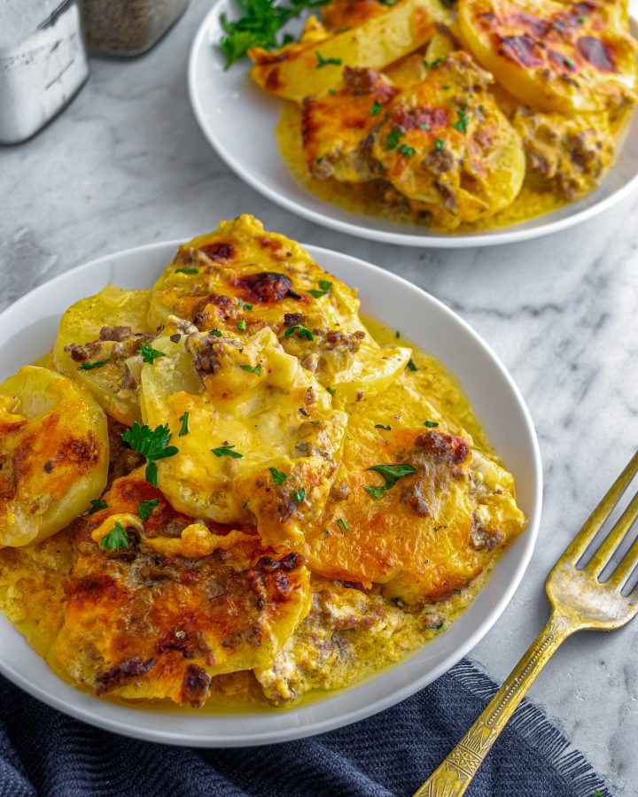 Cheesy Hamburger Potato Casserole - CheekyKitchen