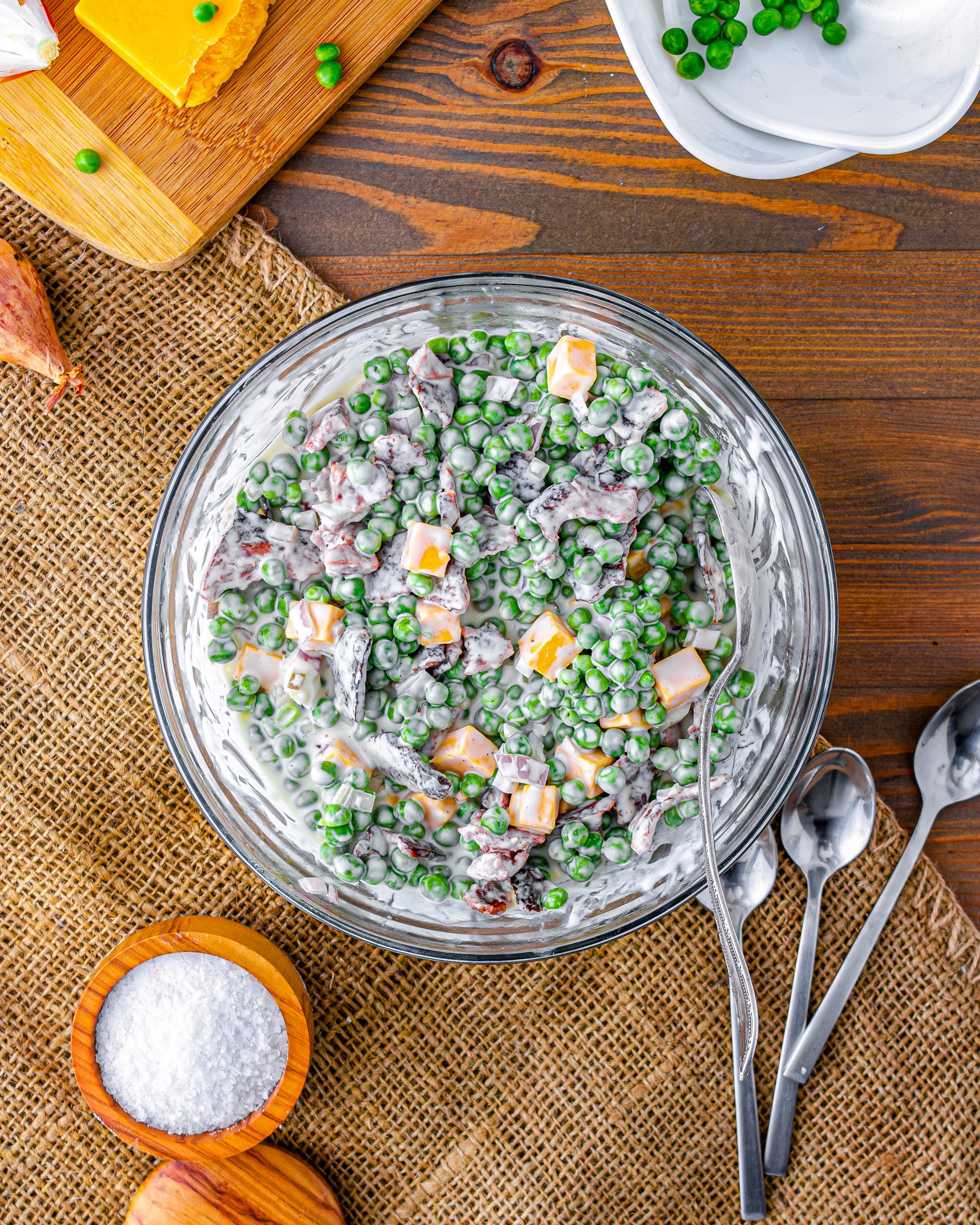 Classic Creamy Pea Salad - CheekyKitchen