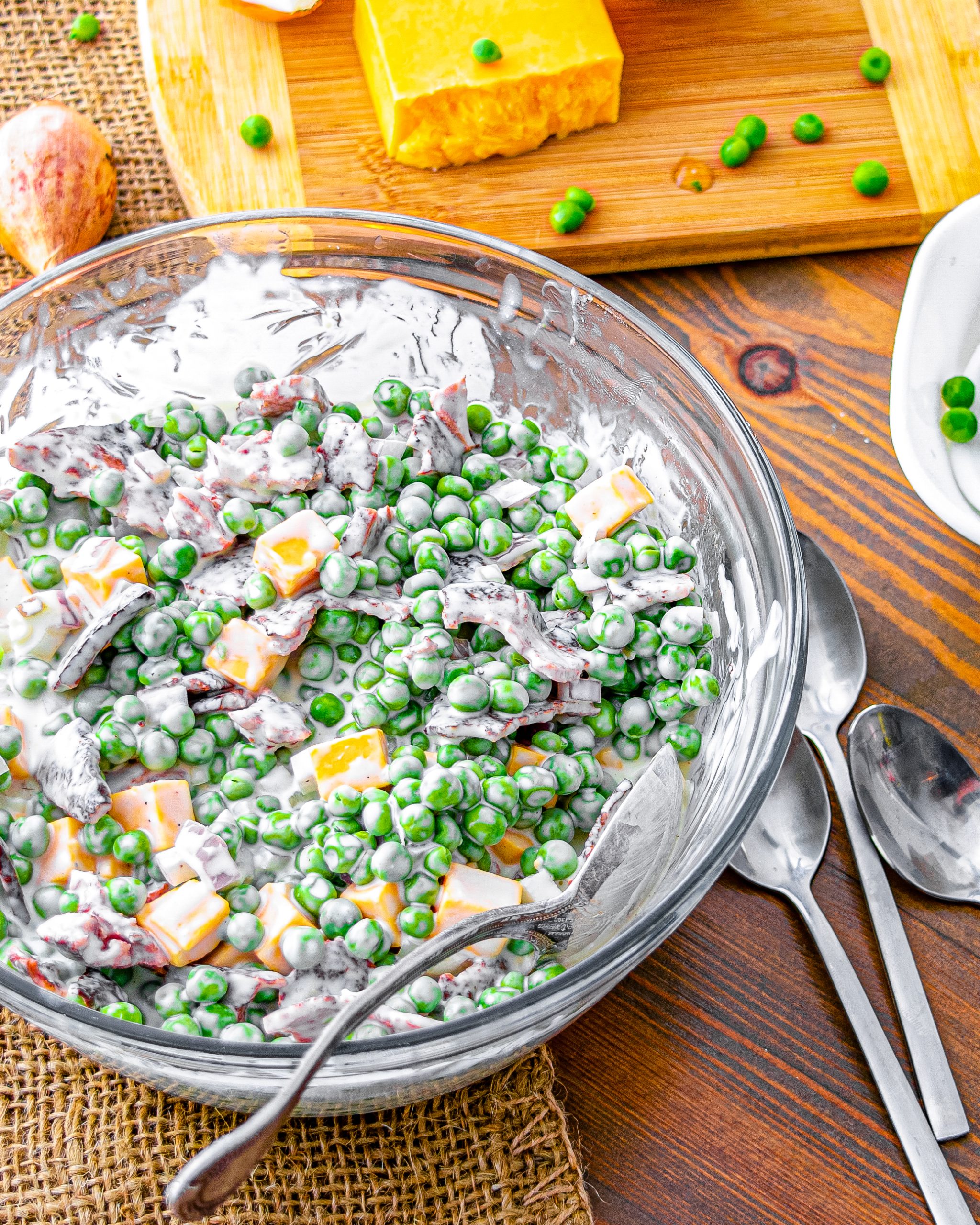 Classic Creamy Pea Salad - CheekyKitchen