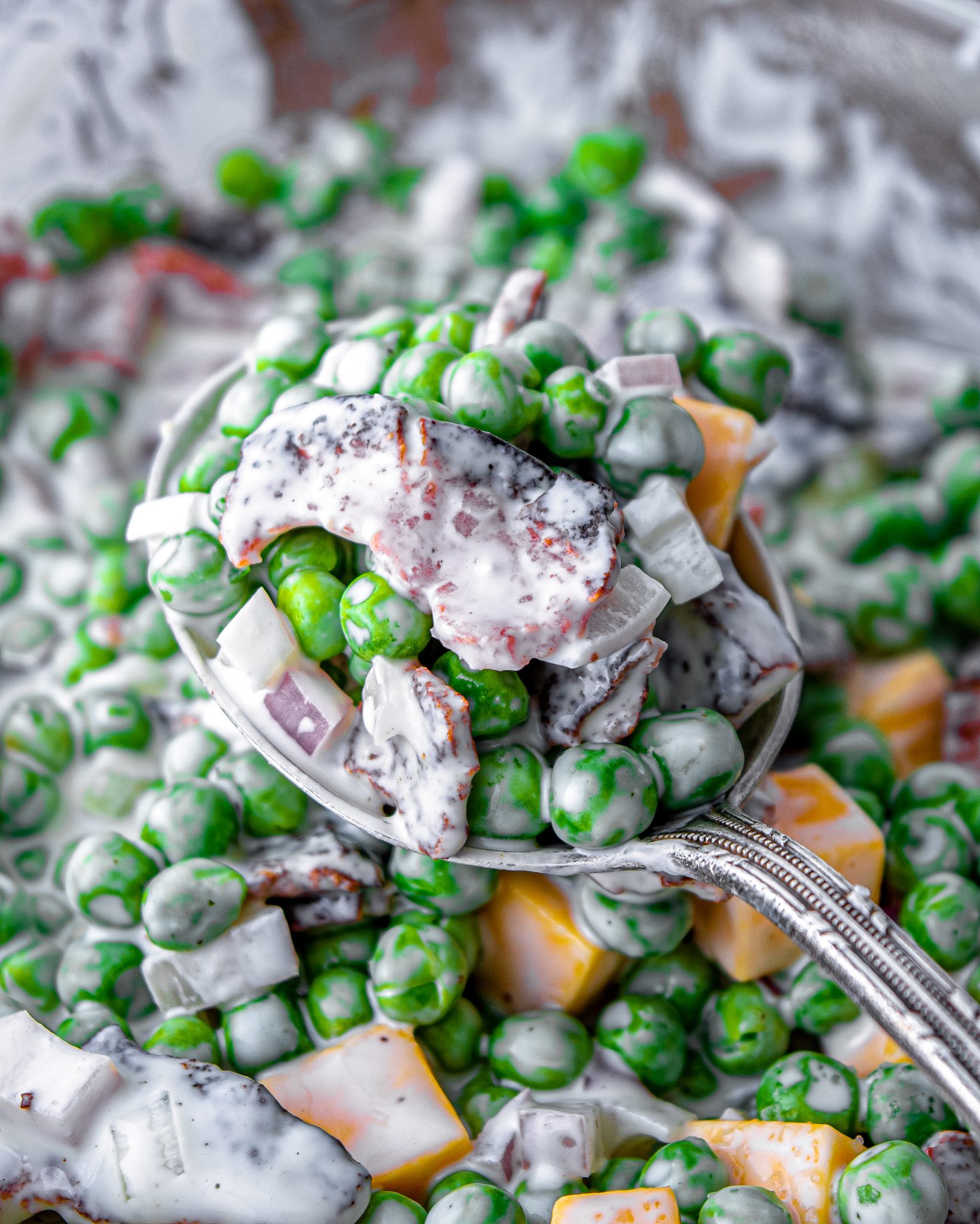 Classic Creamy Pea Salad - CheekyKitchen