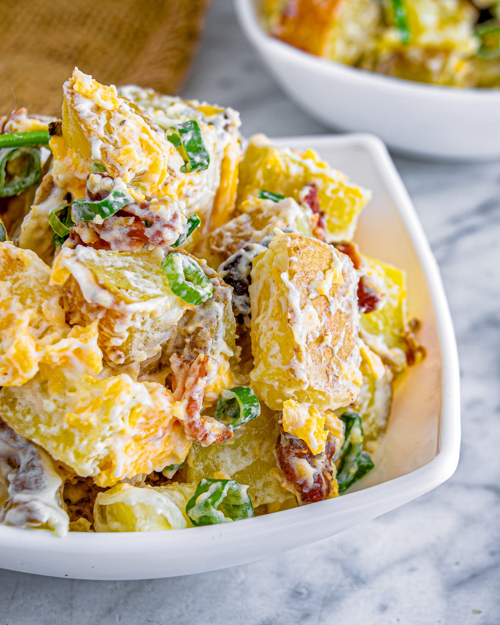 No-Mayo Loaded Baked Potato Salad - CheekyKitchen