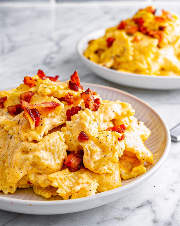 Bacon White Cheddar Pasta Recipe - CheekyKitchen