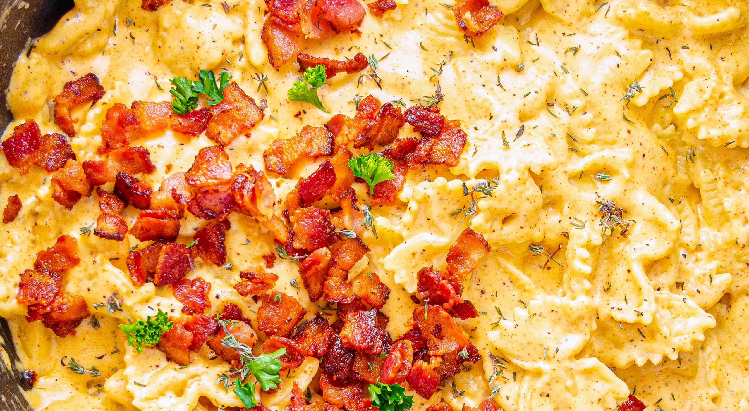 Bacon White Cheddar Pasta Recipe - CheekyKitchen