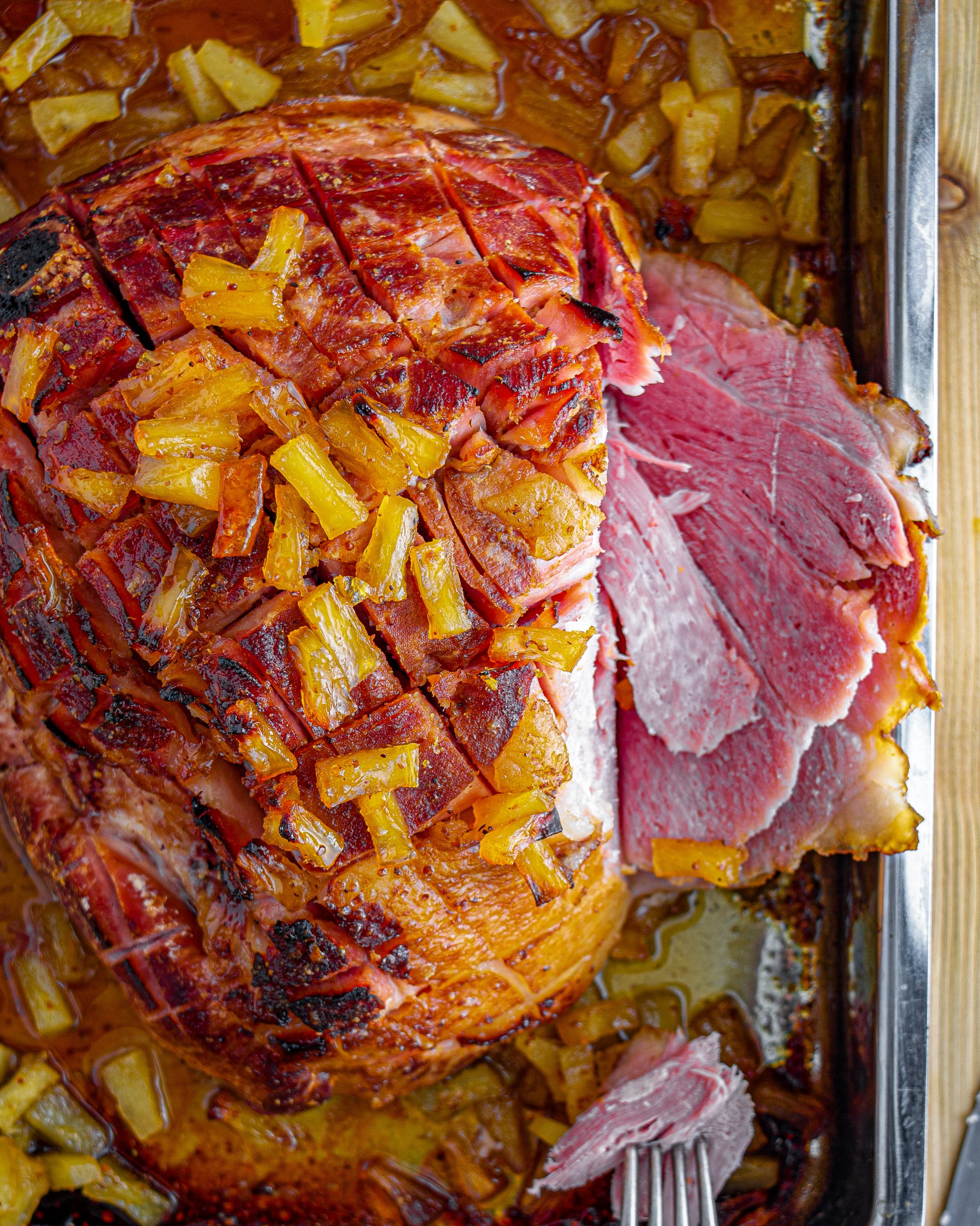 Brown Sugar Pineapple Baked Ham - CheekyKitchen