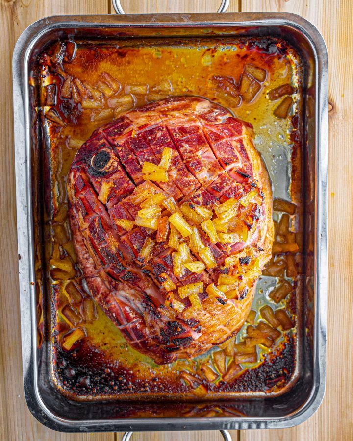 Brown Sugar Pineapple Baked Ham - CheekyKitchen