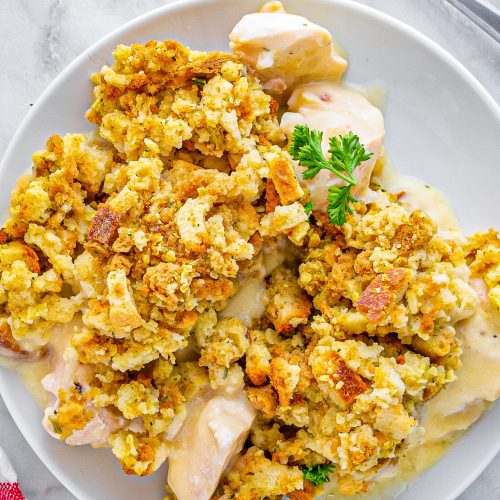 Chicken Stuffing Bake - CheekyKitchen