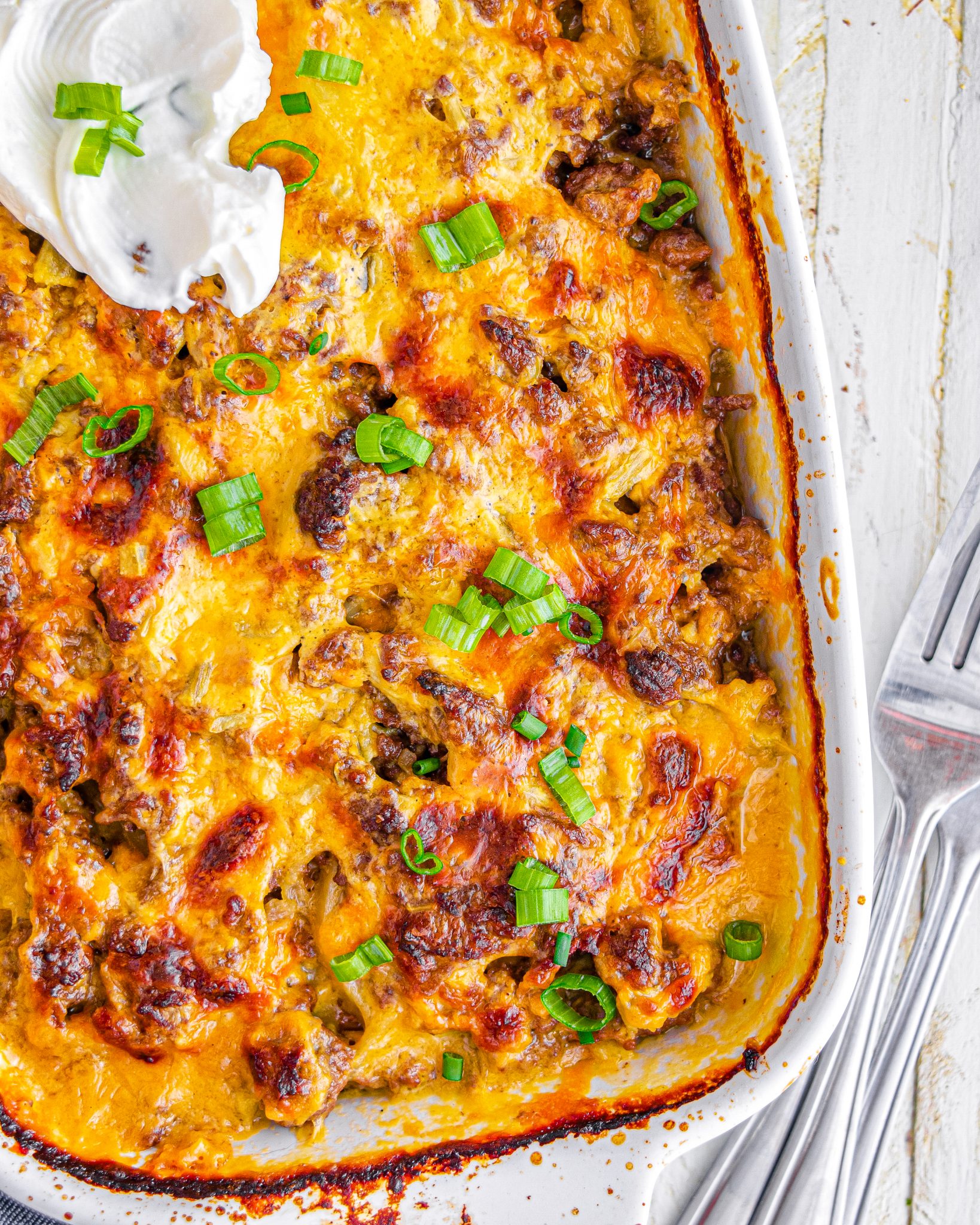 Easy Peasy Cheesy Hamburger Potato Casserole - CheekyKitchen