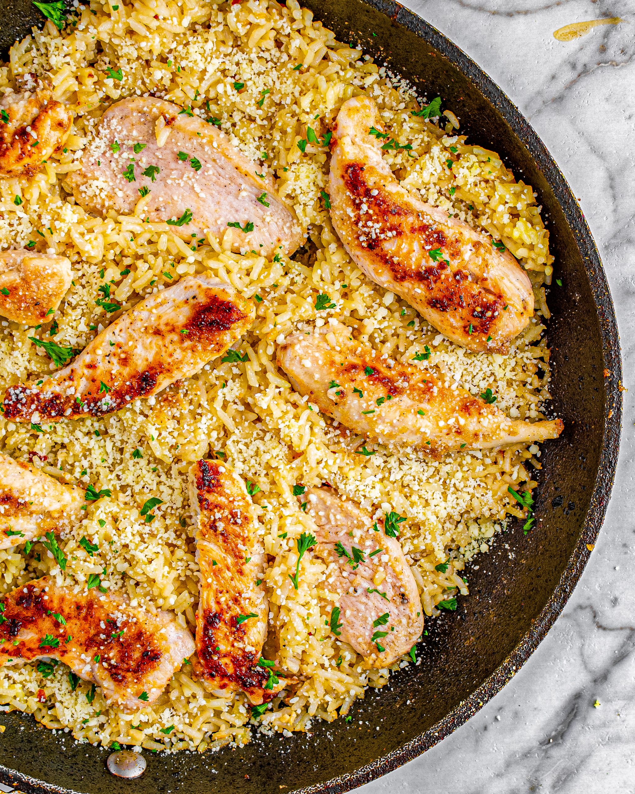 Chicken with Garlic Parmesan Rice - CheekyKitchen