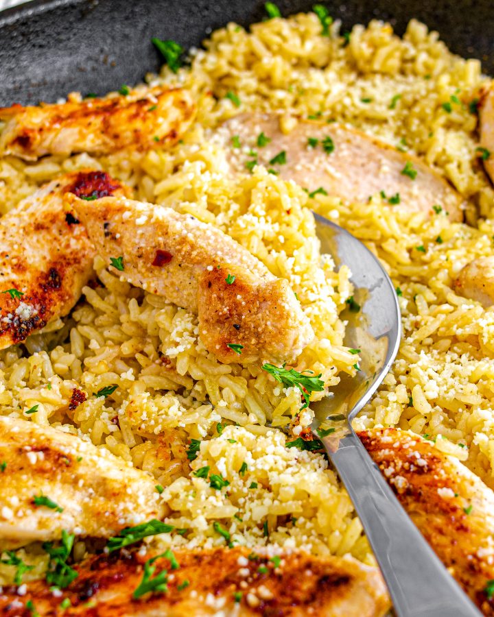 Chicken with Garlic Parmesan Rice - CheekyKitchen
