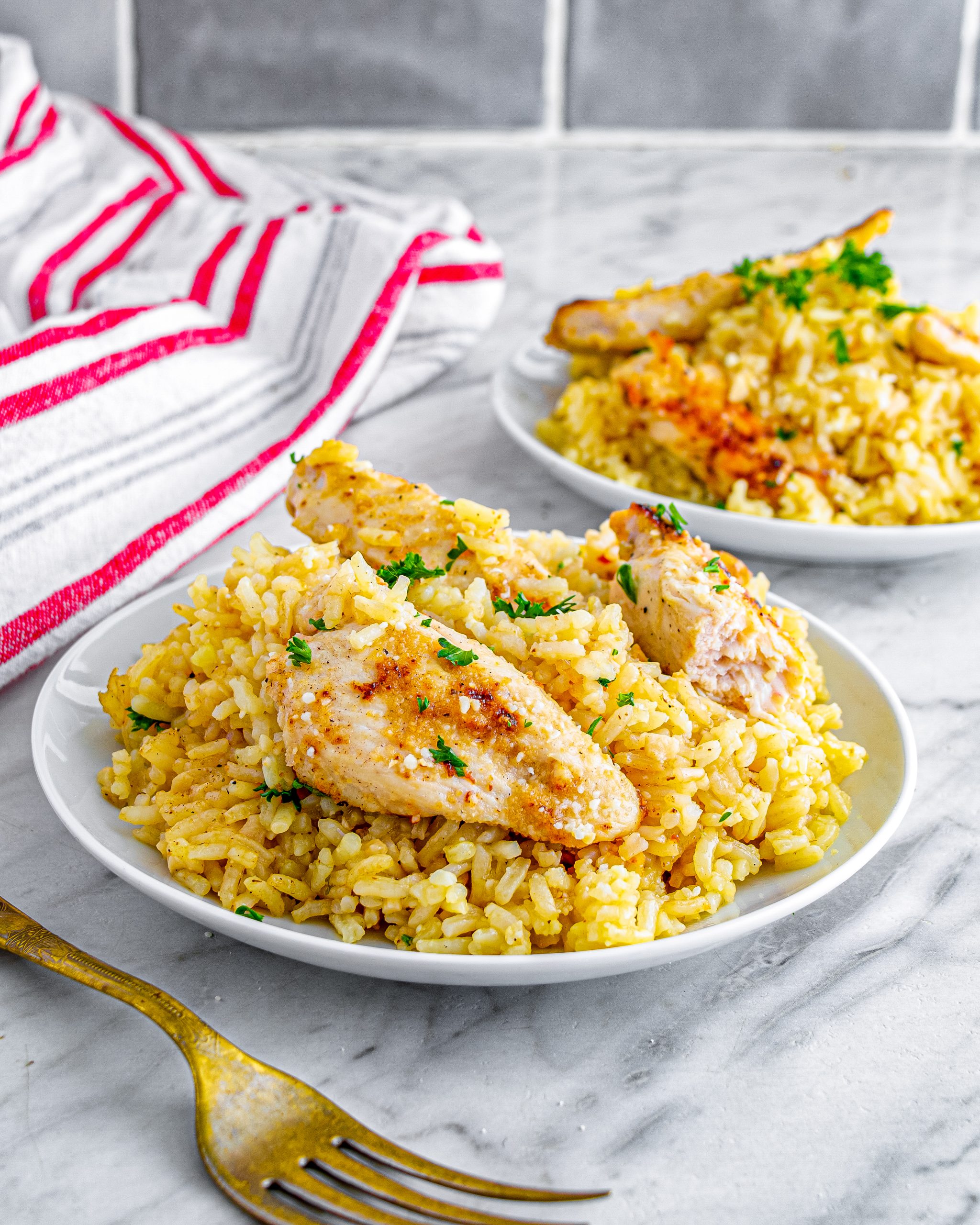 Chicken with Garlic Parmesan Rice - CheekyKitchen