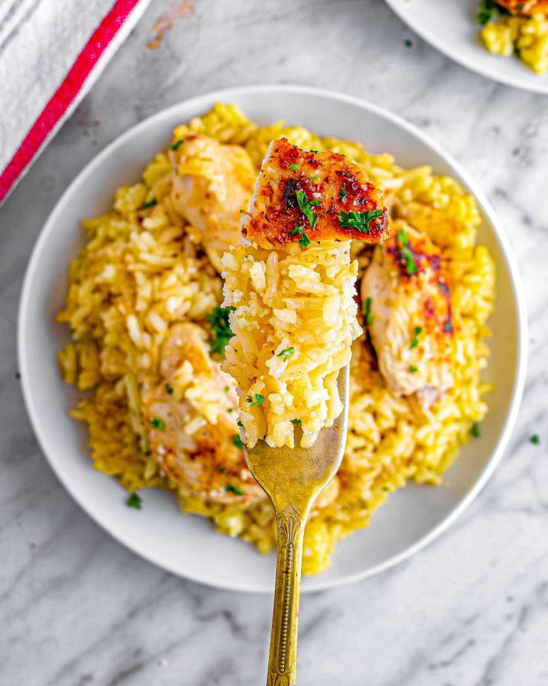 Chicken with Garlic Parmesan Rice - CheekyKitchen
