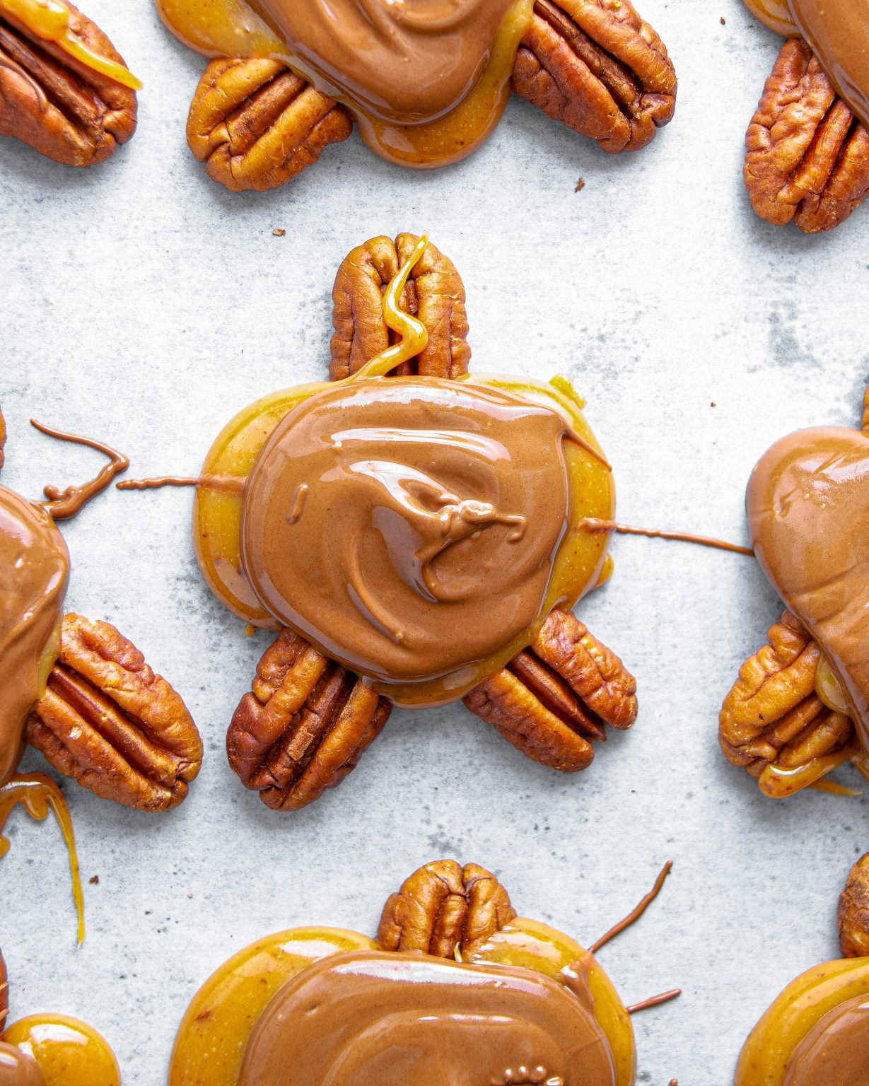 Chocolate Pecan Turtle Clusters - CheekyKitchen