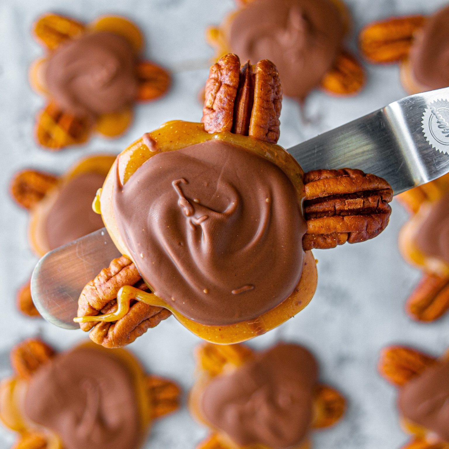 Chocolate Pecan Turtle Clusters - CheekyKitchen