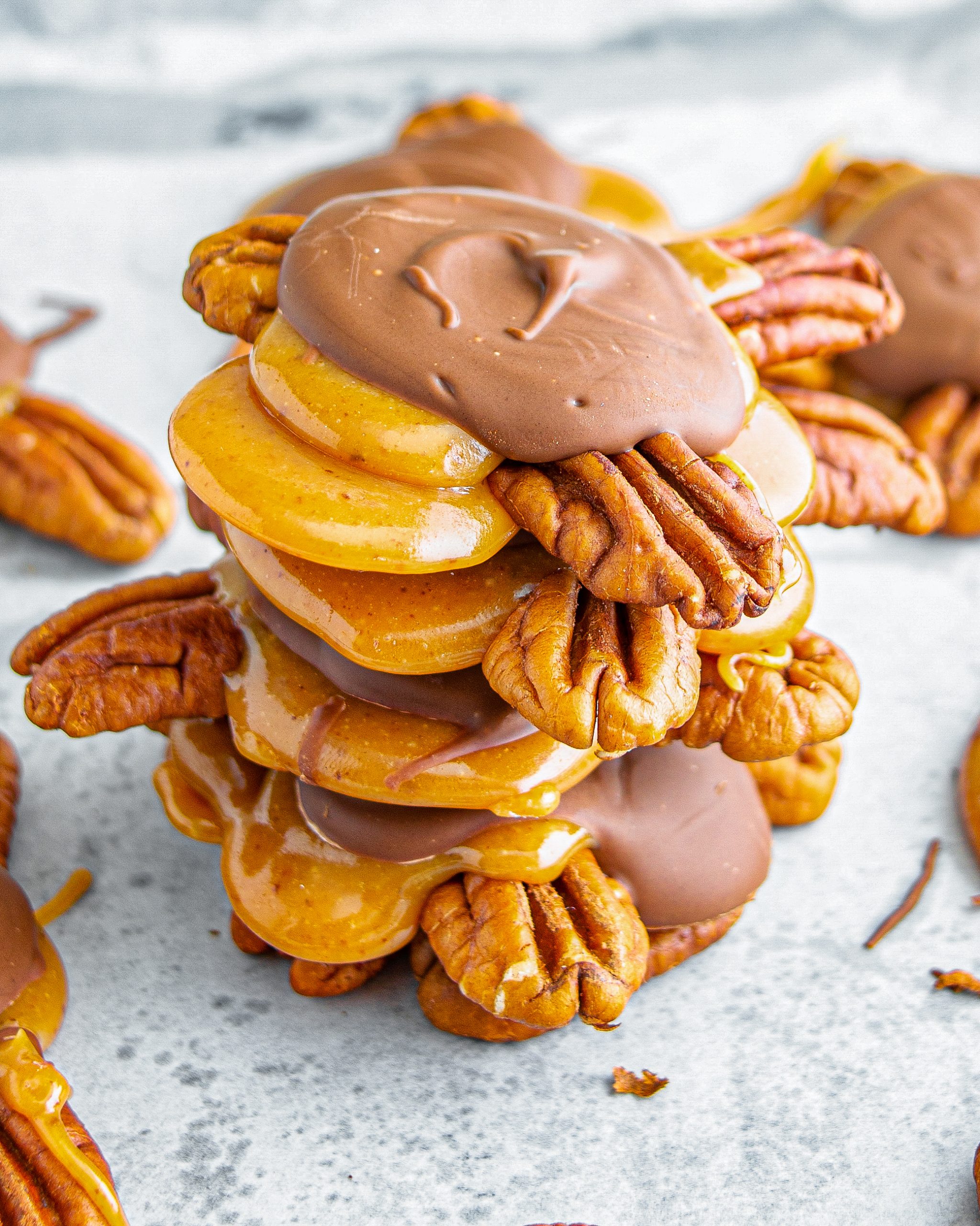 Chocolate Pecan Turtle Clusters - CheekyKitchen