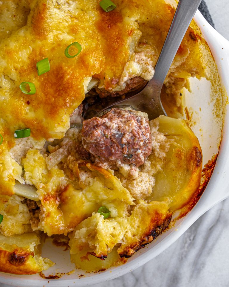 Meatballs with Potatoes and Cheese - CheekyKitchen